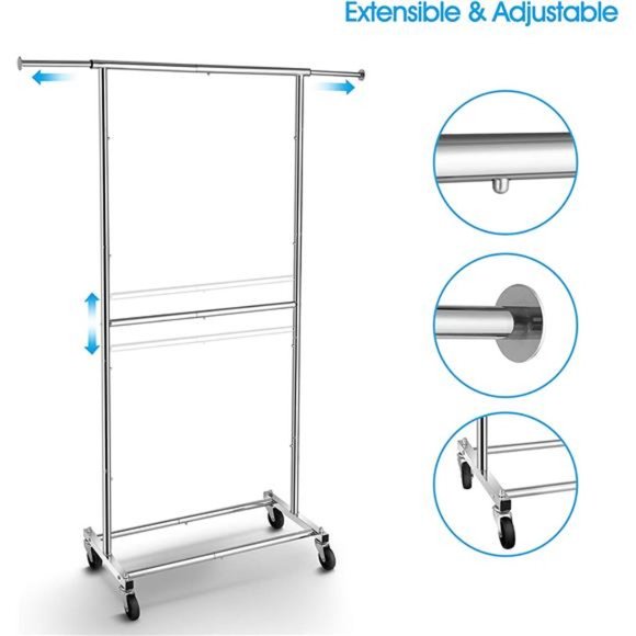 Storage & Organization | Double Rod Clothing Garment Rackrolling ...